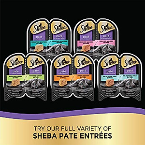 SHEBA PERFECT PORTIONS Cuts in Gravy Adult Wet Cat Food Trays (24 Count, 48 Servings), Delicate Salmon and Tender Whitefish & Tuna Entrée, Easy Peel Twin-Pack Trays