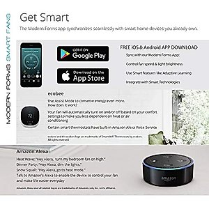 Vortex Smart Indoor and Outdoor 3-Blade Ceiling Fan 60in Gloss White with Remote Control works with Alexa, Google Assistant, Samsung Things, and iOS or Android App