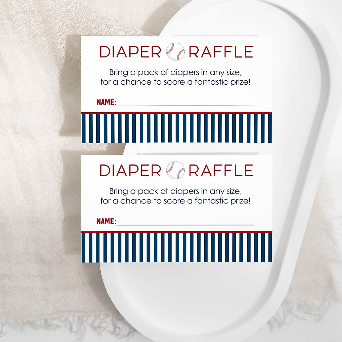 Baseball Diaper Raffle Tickets, Boys Baby Shower Games for Prizes, Baby Shower Diaper Raffle Invitation Insert Cards, 25 Pack