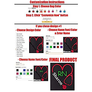 all about me company Personalized Monogram Tote Bag Nurse Doctor Appreciation Heart Stethoscope Initials Gift RN LPN CNA (Pink Azalea)