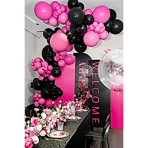 FOTIOMRG 110pcs Black Balloon Garland Arch Kit, 18 12 10 5 inch Black Latex Balloons Different Sizes Pack for Birthday Graduation Baby Shower Father's Day Party Decorations