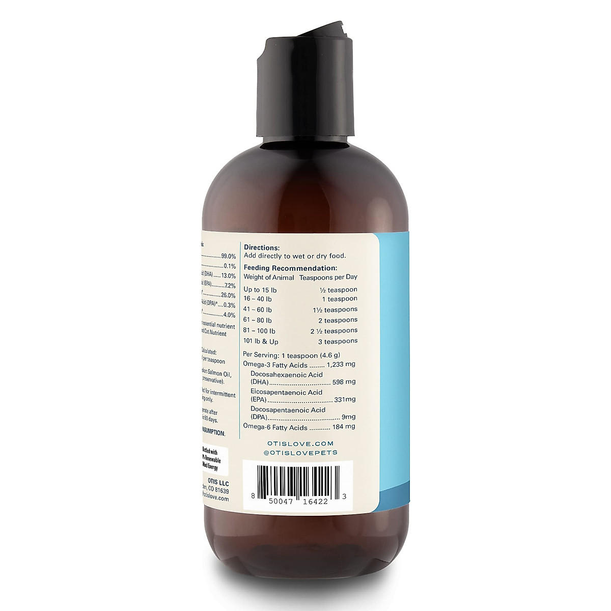 Salmon Oil Omega 3 for Pets, DHA & EPA Wild Alaskan Sustainable for Dogs & Cats | OTIS Healthy Dog Treats | 8oz &16oz (8oz)