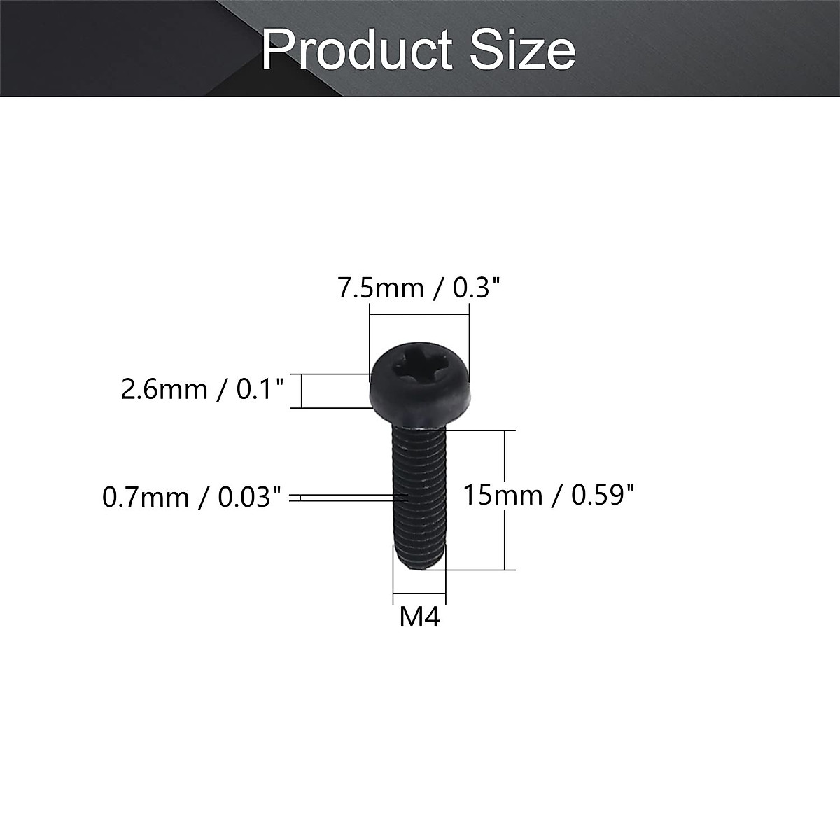 MroMax 50Pcs Plastic Phillips Cross Pan Head Machine Screws, M4 x 15mm Black Nylon Phillips Cross Pan Head Machine Screws Bolts for Electronic Equipment