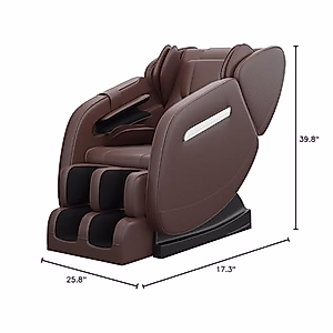 FOELRO 2022 Upgrade 2 Boxes Version Full Body Massage Chair, Zero Gravity Shiatsu Recliner with Air Bags, Back Heater, Foot Roller and Bluetooth Speaker, Brown