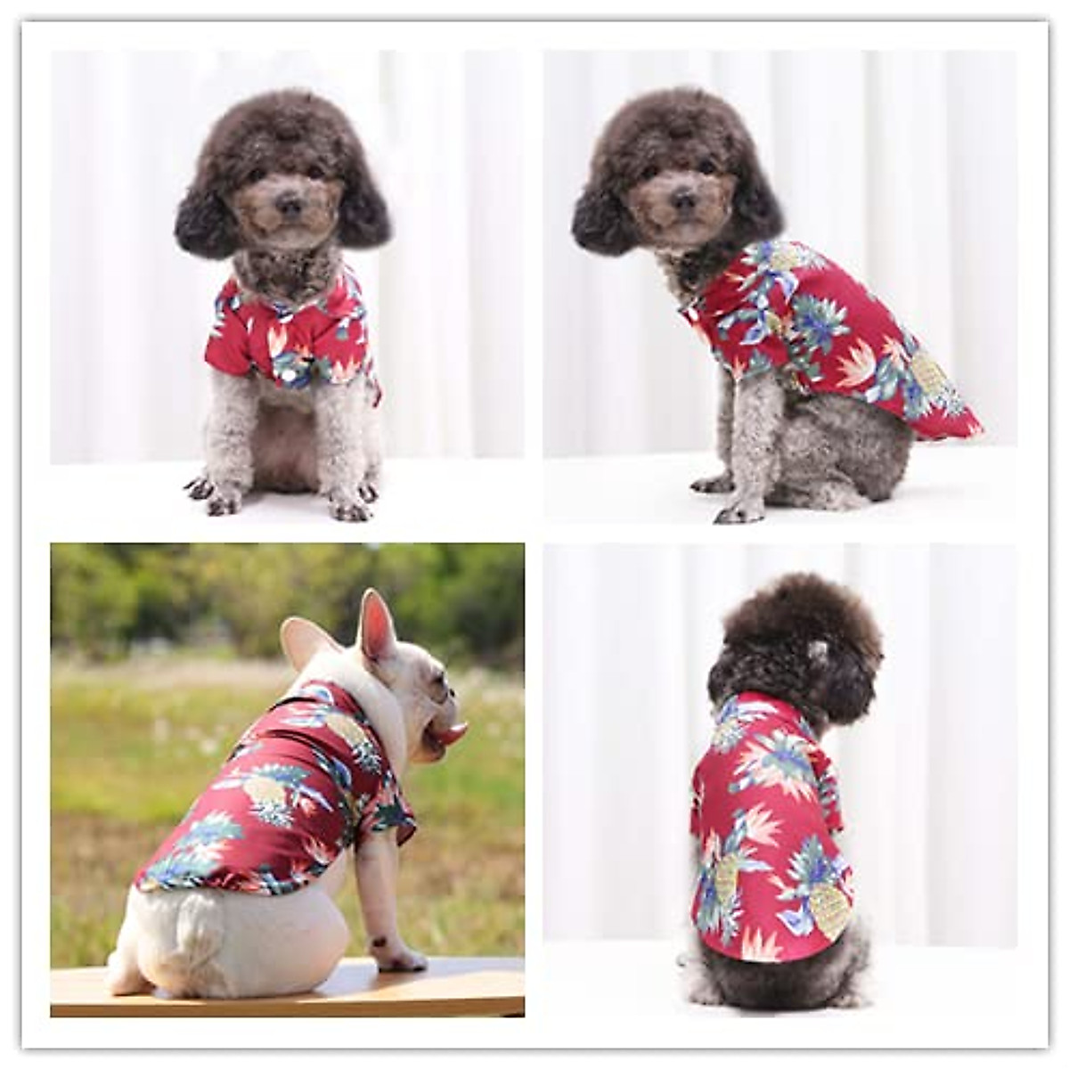 Wakeu Pet Supplies Wakeu Set of 4 Puppy Clothes for Small Dogs Boy Summer Shirt for Chihuahua Yorkies Male (E, X-Small)