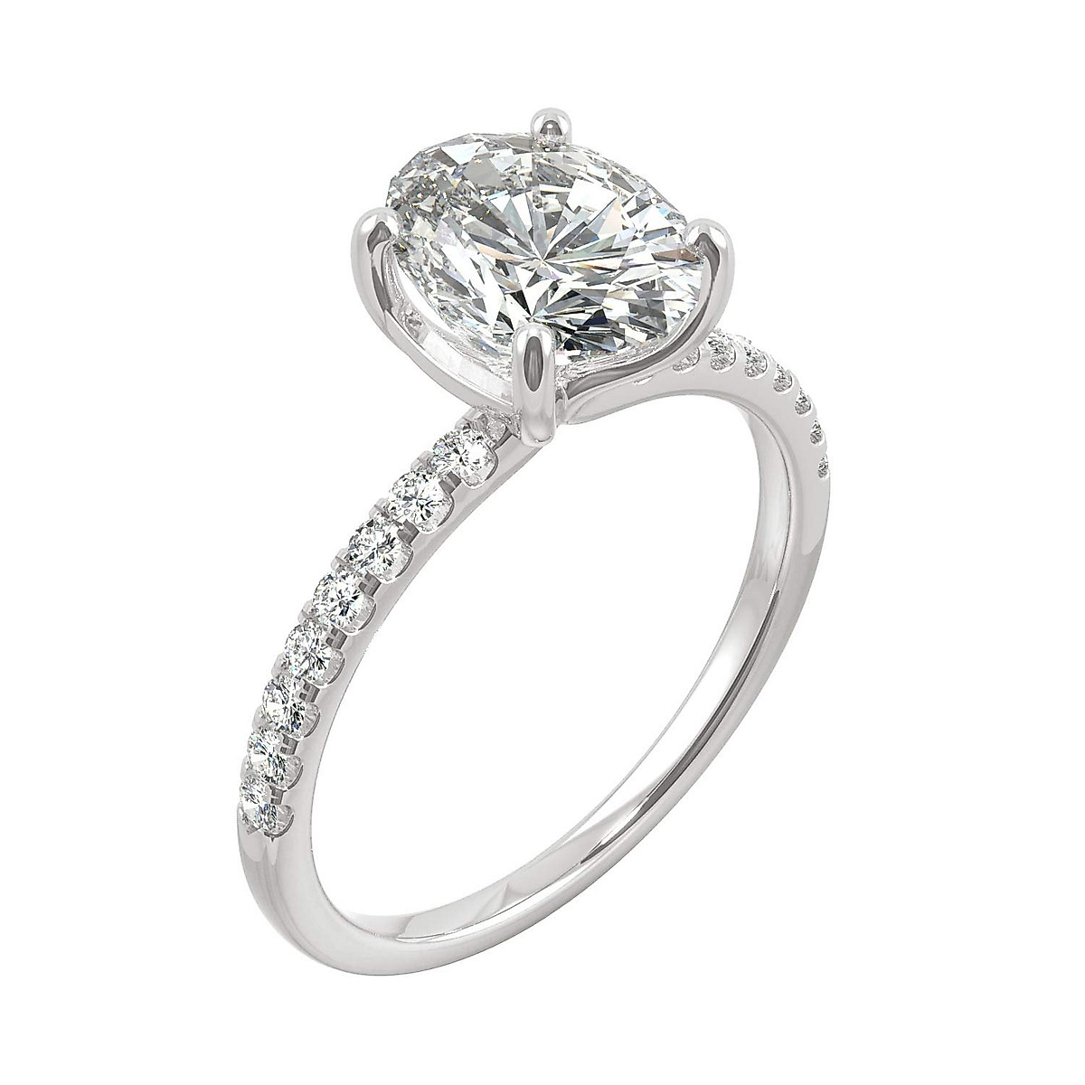 14K White Gold Moissanite by Charles & Colvard 9x7mm Oval Engagement Ring-size 5.5 2.34cttw DEW