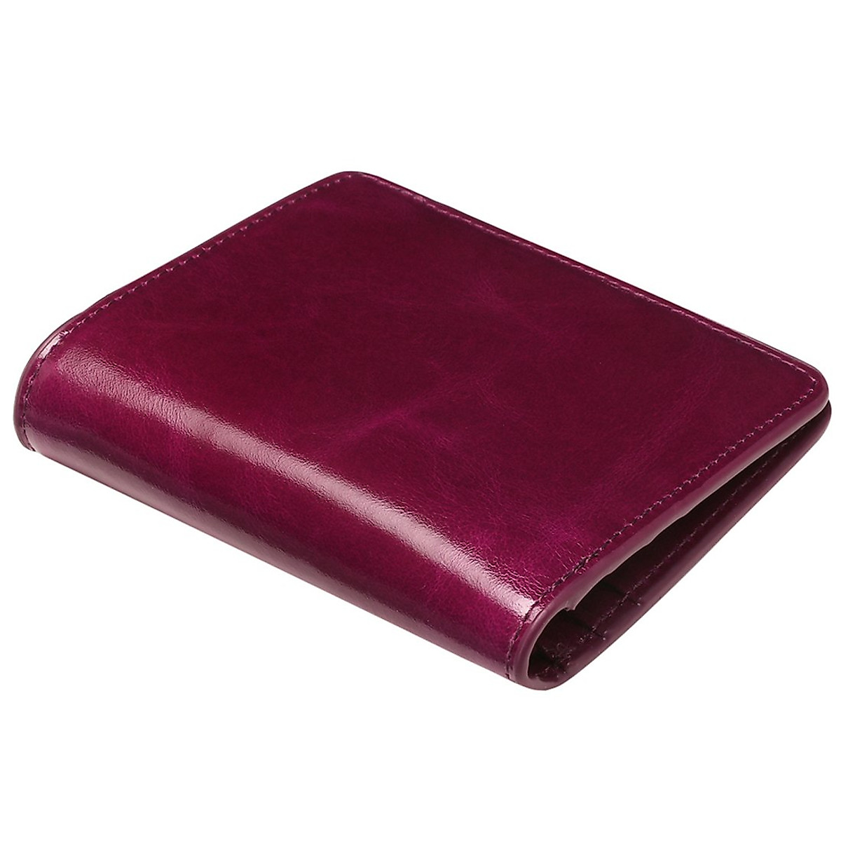 Itslife Women's Rfid Blocking Small Compact Bifold Leather Pocket Wallet Ladies Mini Purse with id Window (Waxed Fuchsia)