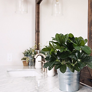 GTIDEA Artificial Shrubs Plants Fake Silk Schefflera Bushes Real Touch Faux Greenery Leaf Arrangements Indoor Outdoor Garden Office Home Table Centerpieces Wall Hanging Décor 2pcs