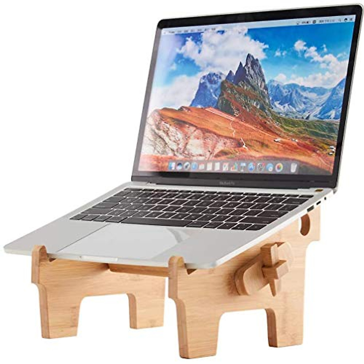MTWhirldy Laptop Stand Bamboo, Universal Computer Riser Stands Compatible with MacBook Air Mac Pro HP DELL Acer Wood Laptop Holder for Desk (for 11-15inch)
