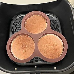KVZVK Reusable Air Fryer Egg Pan 3 Cavity Air Fryer Baking Pan,Non-Stick Air Fryer Egg Mold for Baking Hamburger Bun Pan Air Fryer Accessories