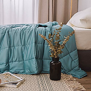 Dornroscn Bamboo Cooling Weighted Blanket 100% Natural Bamboo Viscose | 15lbs-48’’x72’’-Twin size for Adults and Kids | Cooling Heavy Blanket with Premium Glass Bead for Hot & Cold Sleepers, Sea Grass