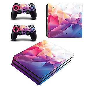 Wodoys Vinyl Stickers Skins Fit for PS4 Pro Console and Controllers Suit Whole Body, Polychromatic Triangle