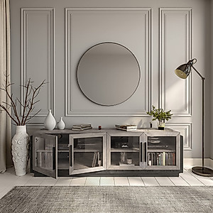 BELLEZE 70" TV Stand for TVs up to 75", Modern TV Cabinet & Entertainment Center with Shelves, Wood Storage Cabinet for Living Room or Bedroom - Brixston (Grey)