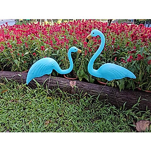 AndBird Plastic Flamingos Yard Ornament -Set of 2 - Flamingo Lawn Ornaments,Flamingo Garden Yard w/Stakes, for Home and Outdoor Decor, Party Decor, Adjustable Feet Length