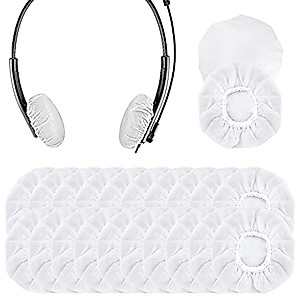 Geekria 100 Pairs Disposable Headphones Ear Cover for Small Call Center Headset Earcup, Stretchable Sanitary Ear Pads Cover, Hygienic Ear Cushion Protector (XS/White)