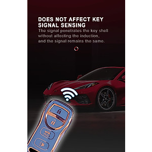 SANRILY TPU Golden-Edge 4 Button Smart Key Fob Cover Case for Nissan Sentra Altima Xterra Maxima 350Z,for Infiniti QX56 G35 i35 Keyless Key Holder with Bling Leather Keychain Blue