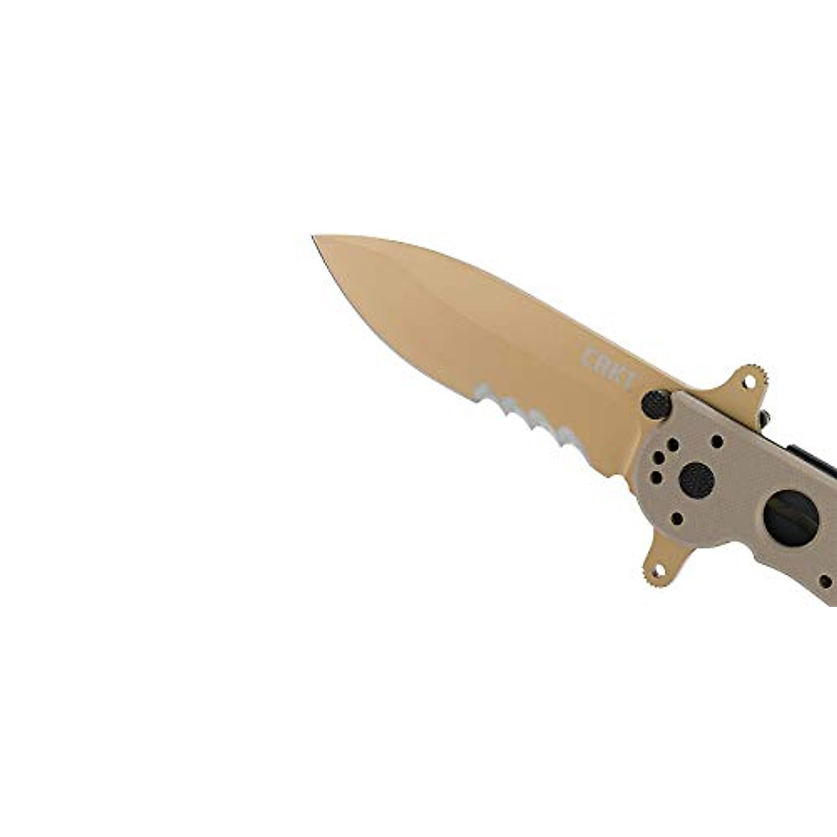 CRKT M21-14DSFG EDC Folding Pocket Knife: Special Forces Everyday Carry, Tan Serrated Edge Blade, Veff Serrations, Automated Liner Safety, Dual Hilt, Desert G10 Handle, Reversible Pocket Clip