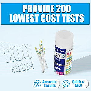 PH Test Strips 0-14, 200 Strips Universal Litmus Papers PH Test Strips for Urine & Saliva & Water & Food, Quickly Test Alkalinity and Acidity Levels, Get Highly Accurate Results in Seconds