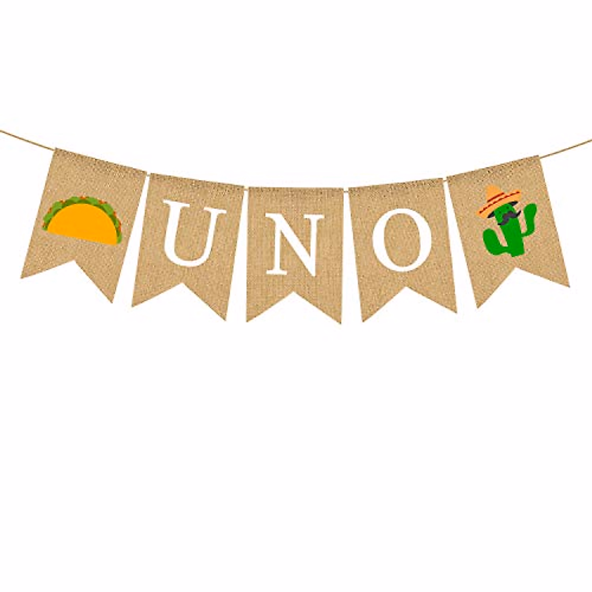 Rainlemon UNO High Chair Banner Mexican Cinco De Mayo Jute Burlap Taco Cactus Baby 1st Birthday Party Fiesta Decoration