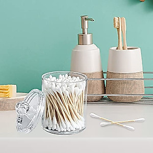 Qtip Holder Dispenser, Clear Acrylic Cotton Swab Ball Pad Storage Jars, Stackable Save Space Makeup Cotton Organizer for Bathroom Counter Vanity
