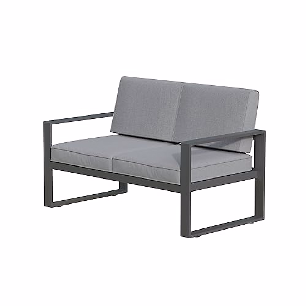May in Color Aluminum Outdoor Loveseat, Modern Metal Patio Furniture Contemporary 2-Seat Sofa Chair with Cushion, Gery
