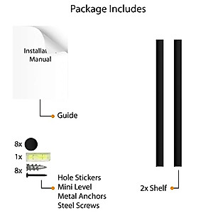 Wallniture Denver 60" Picture Ledge Shelf Set of 2 for Living Room Decor, Black Long Floating Shelves for Dining Room, Hallway, Bedroom Wall Decor