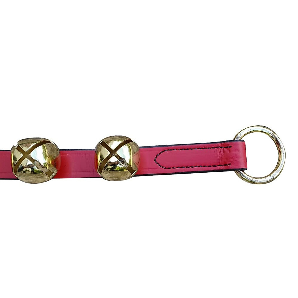 RRD Hanging Sleigh Bells for Door – 10 Brass Door Hanging Bell on Red Leather Strap - Multi-Purpose Jingle Bell Door Christmas Sleigh Bells & Dog Training Bells