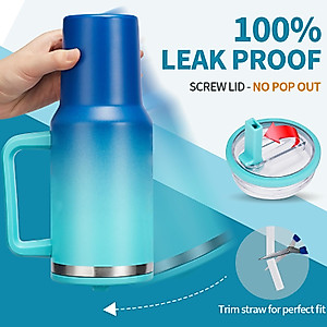 BENZZO Leak Proof Tumbler with Straw 40 OZ - Travel Coffee Tumbler for Hot and Cold, Stainless Steel Thermal Mug Insulated Cup Cold for 34Hrs & Hot for 10Hrs, Dishwasher Safe