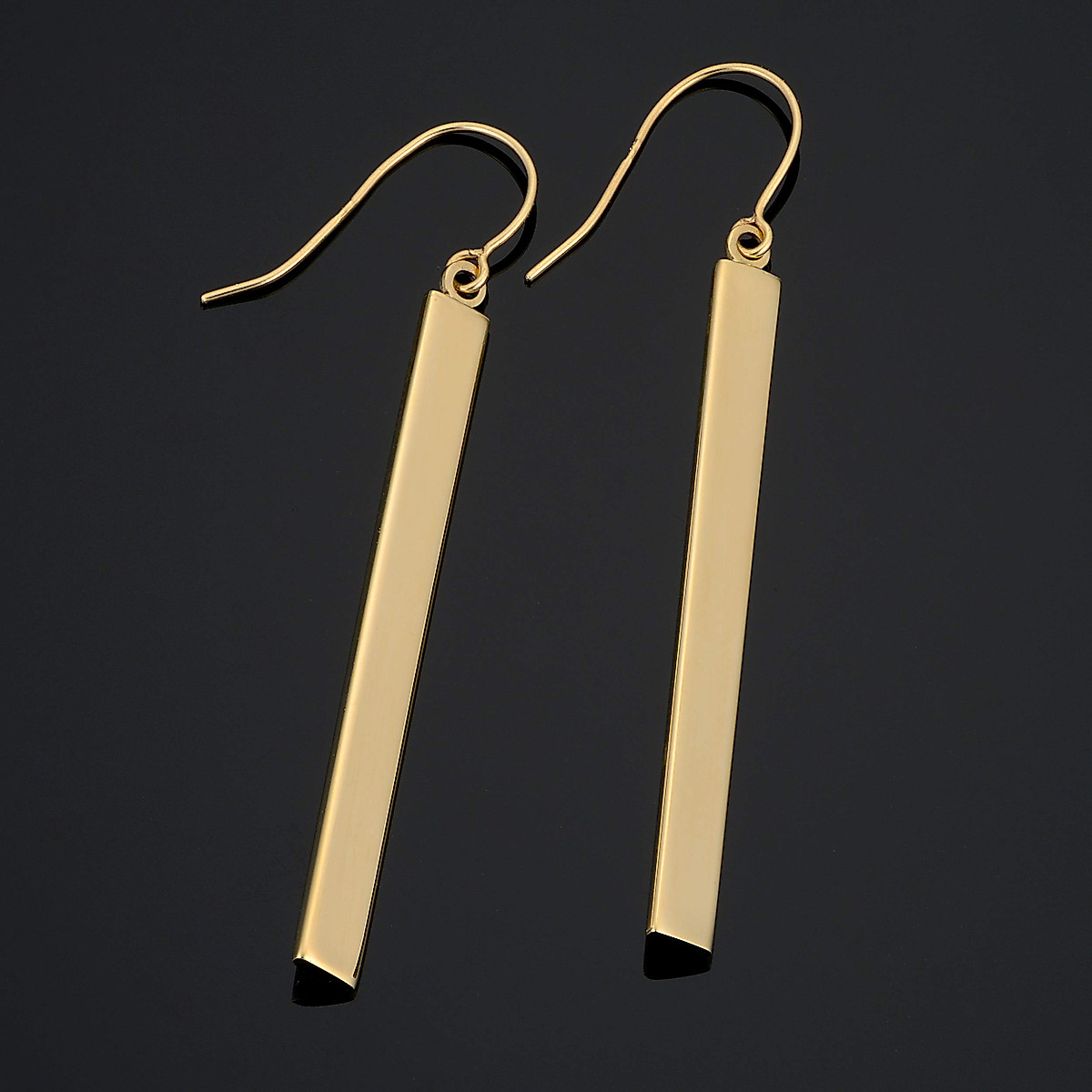 KoolJewelry 14k Yellow Gold High Polish Bar Drop Earrings (4 mm wide x 41 mm long)