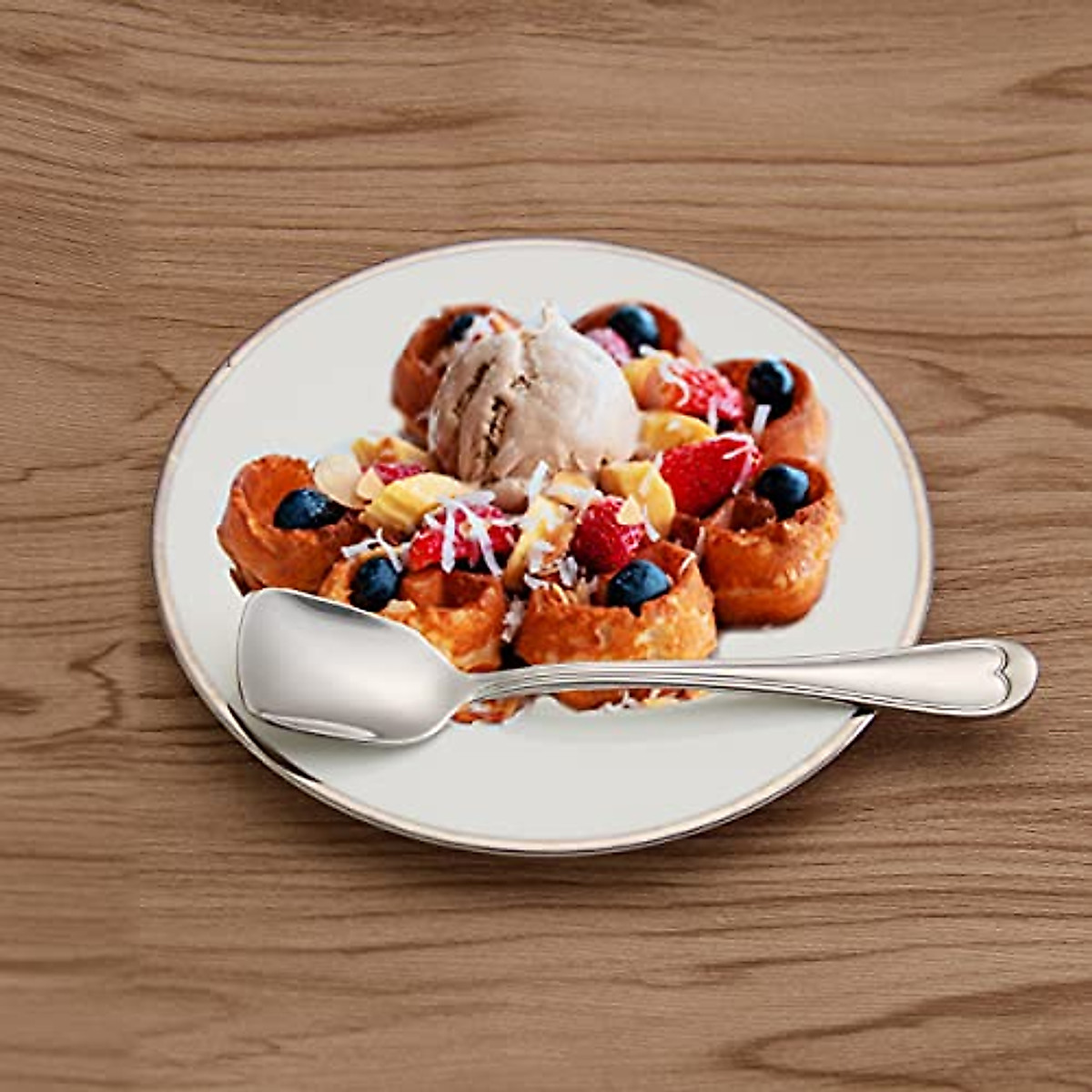 Ice Cream Spoons, Shovel Spoons, 18/10 Stainless Steel Spoons set of 6, Dessert Spoons 6.0-inch, Silver