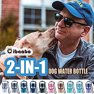 Cibaabo Dog Water Bottle with Food Container, Travel Puppy Water Bowl, Portable Pet Dispenser, Dog Stuff Accessories Items, Puppy Essentials Necessities for Yorkie Chihuahua Cat Walking and Hiking