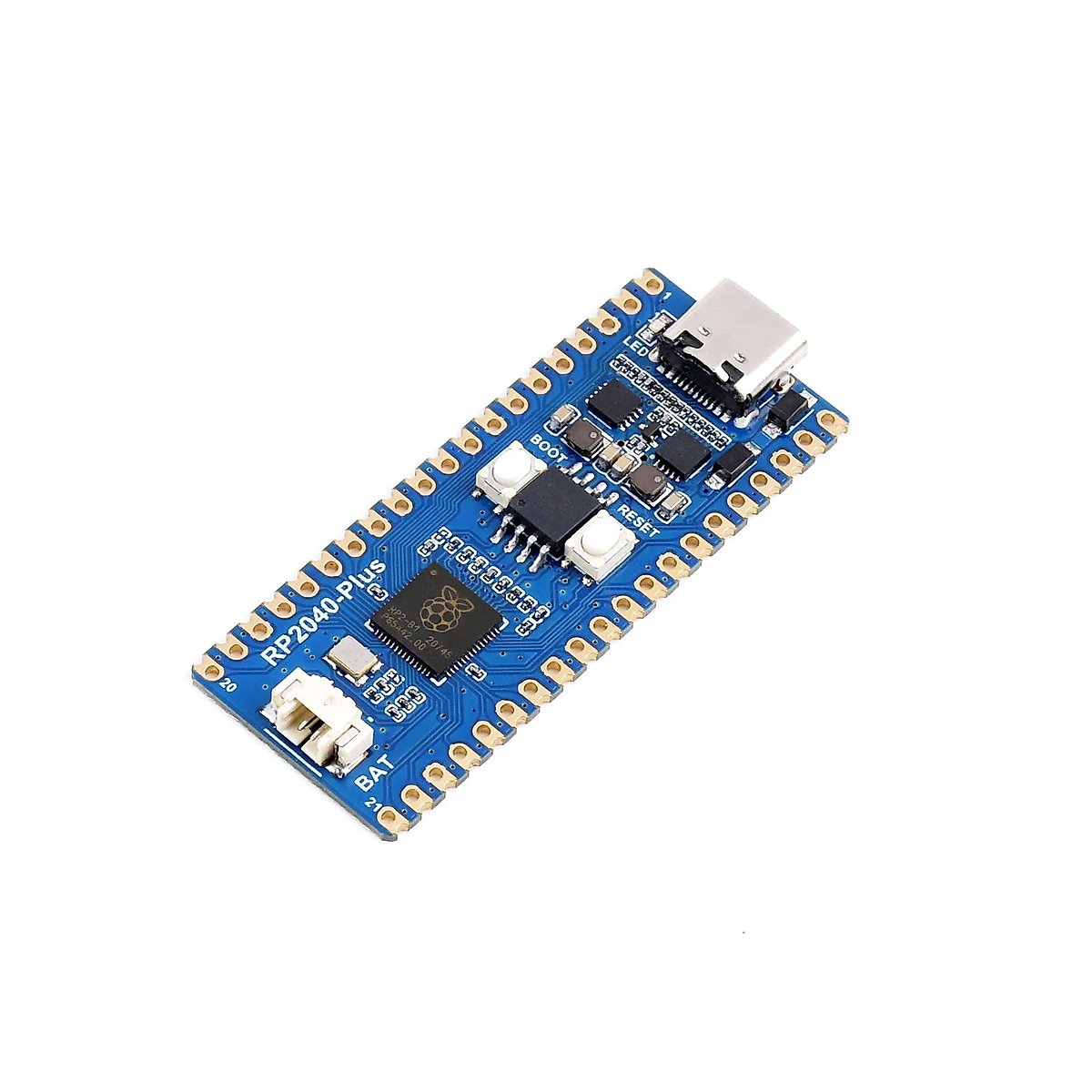 waveshare RP2040-Plus Mini Board High-Performance Pico-Like MCU Board Based on Raspberry Pi RP2040 Chip,Dual-core Arm Cortex M0+ Processor,USB-C Connector,Onboard 4MB Flash,Higher Current DC-DC Chip