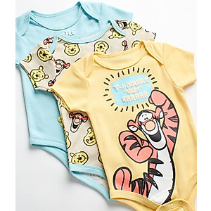 Disney Baby Boys' Bodysuits - 3 Pack Mickey Mouse, Lion King, Winnie The Pooh (Newborn), Size 0-3 Months, Pooh and Friends