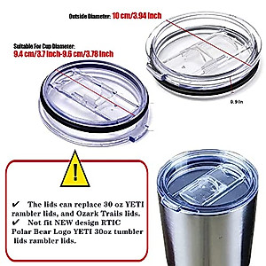 Tumbler Replacement Lids,Tumbler Lids Spillproof 30 oz,Splash Resistant Lids for YETI Rambler, Ozark Trail and More Cooler Cup,Splash Proof Open-Close Slide Lid