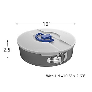 Classic Cuisine Springform Cheesecake Pan with Lid-10 Bakeware Nonstick Baking Travel Friendly Snap-on Lid-Anti Warping Carbon Steel, white