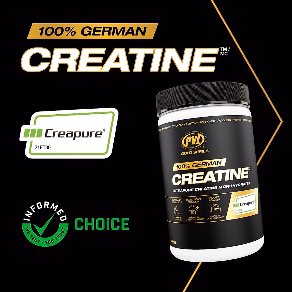 PVL Creapure Creatine - 100% Pure German Creatine monohydrate Powder - 82 Servings - 410 g