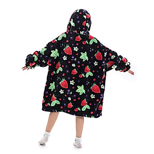 Blanket Hoodie For Kids Fleece Fluffy Sweatshirt Blanket Sherpa Plush With Pockets Snuggle Oversized Wearable Blanket Boys Girls 2-6 Years Blue Raccoon