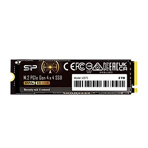 Silicon Power 2TB US75 Nvme PCIe Gen4 M.2 2280 SSD R/W Up to 7,000/6,500 MB/s, Compatible with PlayStation 5 (SP02KGBP44US7505)