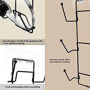 TXINBT 2-Pack Pot Lid Organizer，6 Tier pot lid rack,lid storage organizer for cabinet，Lid holders inside cabinet，Pot lid organizer for cabinet door.（Black