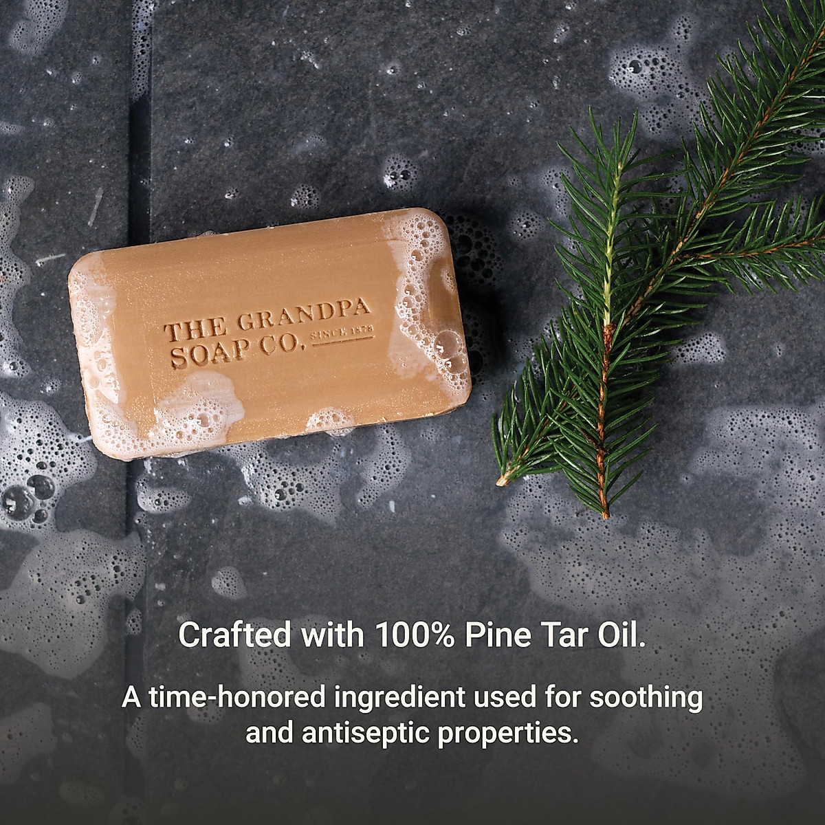 Pine Tar Bar Soap by The Grandpa Soap Company | The Original Wonder Soap |Vegan, 3-in-1 Cleanser, Deodorizer & Moisturizer | 3.25 Oz. Each â€“ 2 Pack