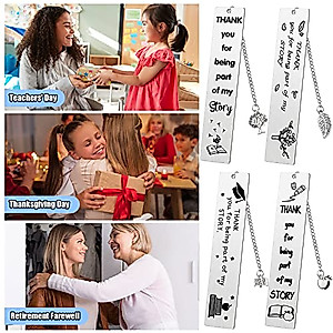 4 Pcs Teacher Appreciation Gifts Metal Bookmark Thank You for Being Part of My Story Gifts Appreciation Teacher Bookmark Gifts for Women Teacher Graduation Birthday Retirement