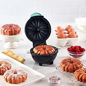 Cake Maker Lava Cake Maker Mini Donut Maker Waffle Maker Pancakes Maker Machine for Breakfast, Snacks, Desserts Non-stick Surface, Cake Machine, Double-sided Heating, Azure