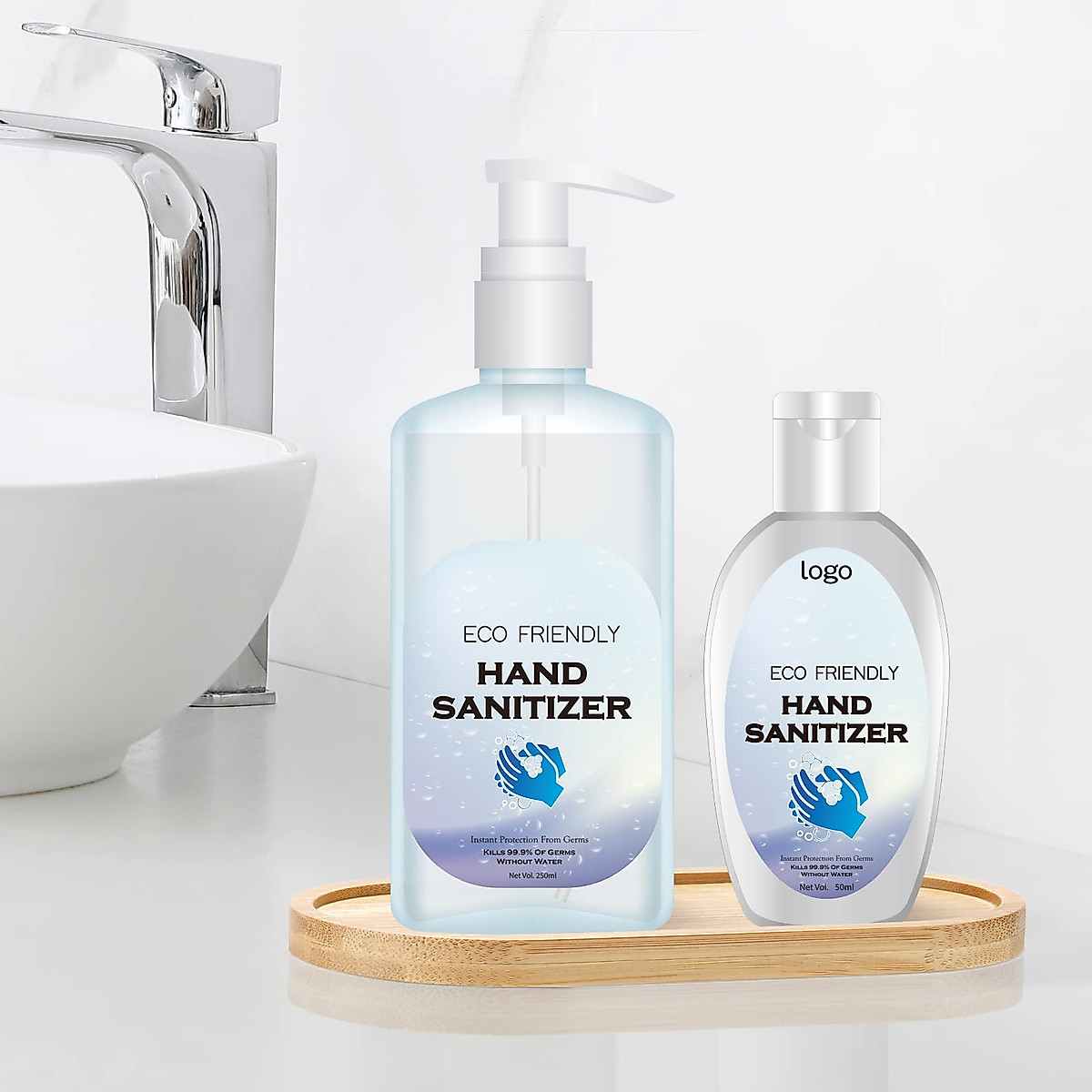 Bamboo Soap Dispenser Tray, Multi Use Bathroom Counter Tray, Rounded Edges Bamboo Oil and Vinegar Glass Bottle Tray for Dresser Counter Head Ornament Tissues Candles