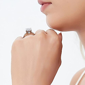BERRICLE Sterling Silver Solitaire Wedding Engagement Rings 3.8 Carat Emerald Cut Cubic Zirconia CZ Cocktail Promise Ring for Women, Rhodium Plated Size 7