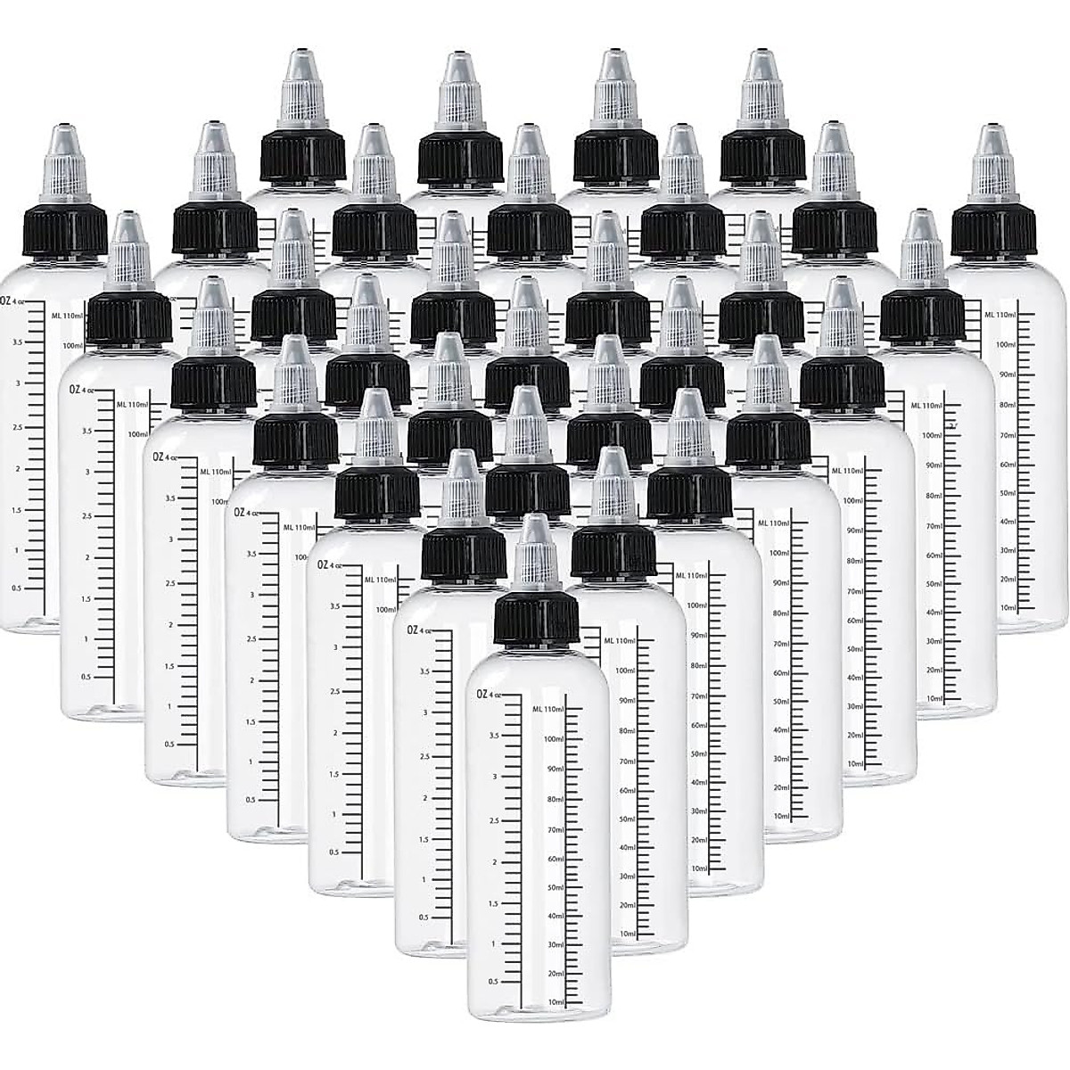 HUIZHU 5Pcs 4oz/120ml Plastic Dispensing Bottles with Twist Top Soft PET scaled Bottles liquid bottle home kitchen use bottle (Transparent, 125ml)