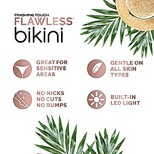 Finishing Touch Flawless Bikini Shaver and Trimmer Hair Remover for Women, Dry Use Electric Razor, Personal Groomer for Intimate Ladies Shaving, No Bump, Smooth Shave