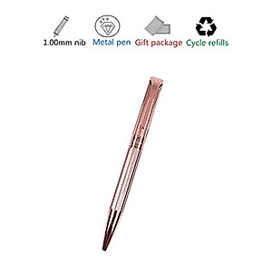 Penneed Ballpoint Pen with Gift Box, Retractable Pen for Men Women Executive Business Office School Supplies, Refillable 1.0mm Black Ink B5 (Rose Gold)