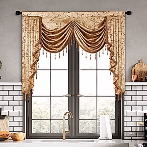 ELKCA European Curtain Valance for Living Room Luxury Window Curtains for Bedroom Swag Valance for Kitchen,Rod Pocket (W59, 1Panel)