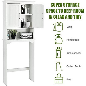 Nightcore Bathroom Storage Rack Over The Toilet, Toilet Organizer with a Open Space, Space Saver Cabinet, Sturdy and Durable Bathroom Shelf, White