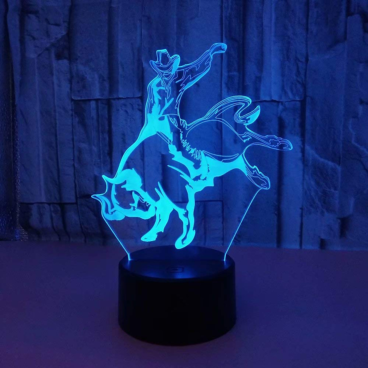 JruF Night Light for Kids 3D Night Light Bedside Lamp with Remote Control Changing Xmas Halloween Birthday Gift for Child Baby Girl,Horse Race and Cowboy